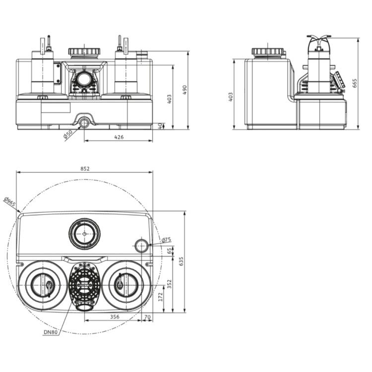 Напорная установка отвода сточной воды Wilo DrainLift SANI-L.21T/4C ...